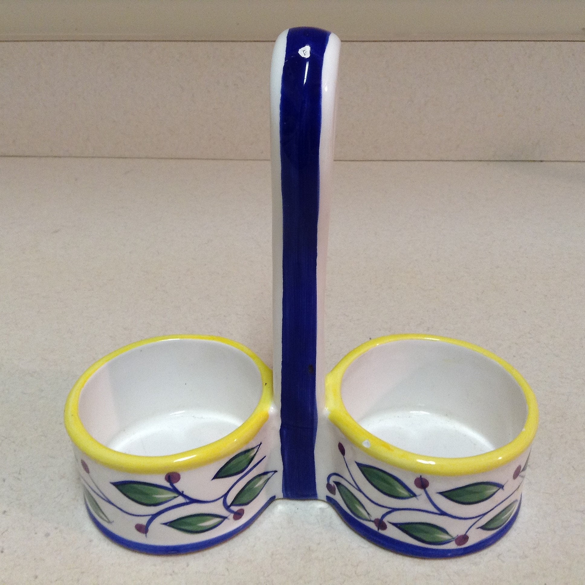 Cruet Condiment Caddy only With Handle Decorative Ceramic Double-sided ...