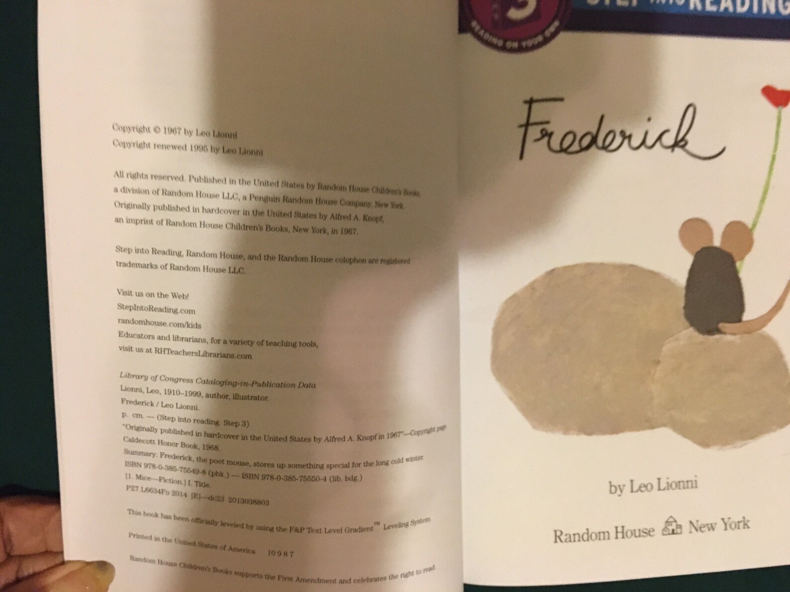 Frederick by Leo Lionni A Step Into Reading Book for Children - Etsy