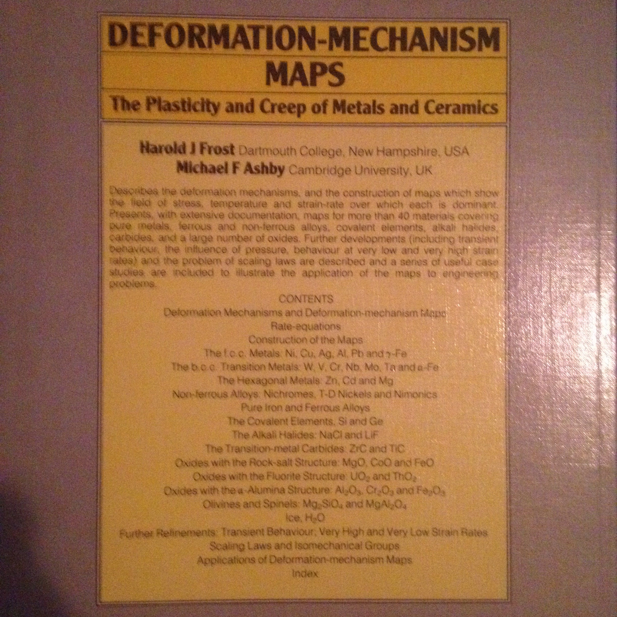 Deformation - Mechanism Maps the Plasticity and Creep of Metals and ...