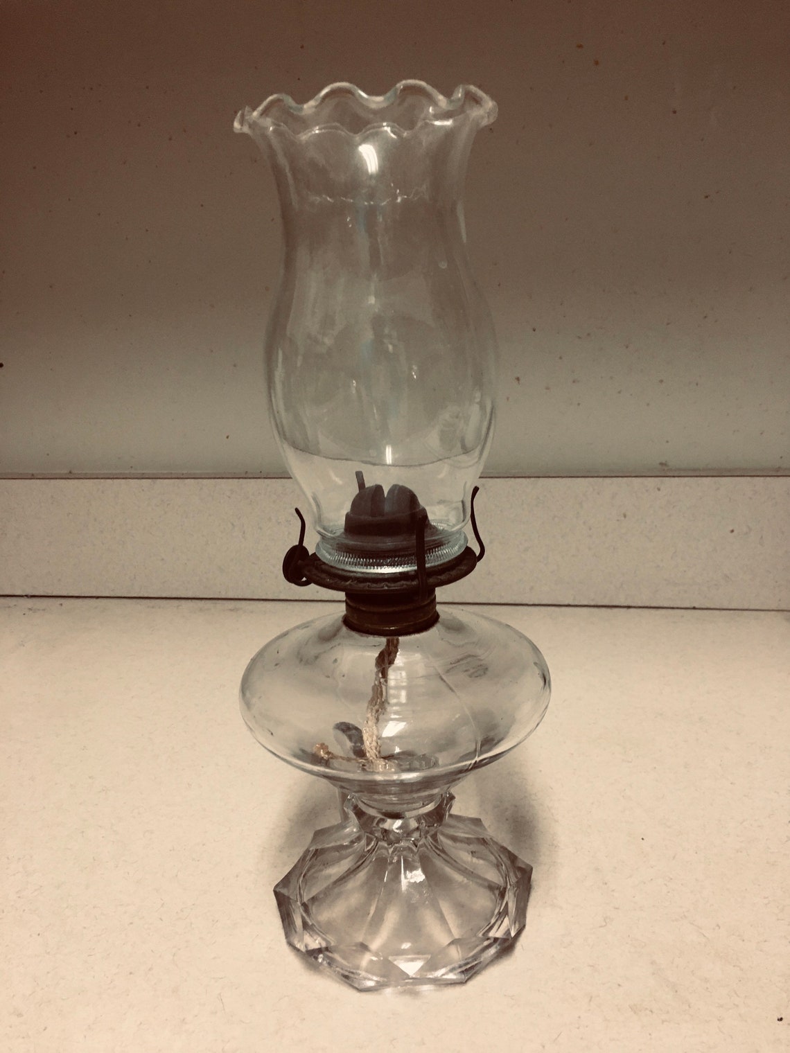 Elegant 12tall Fancy Hurricane Oil Lamp Clear Glass With - Etsy