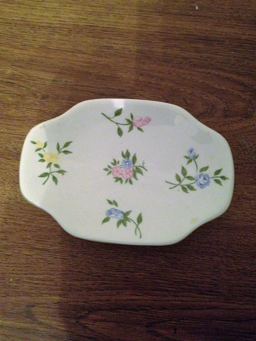 Condiment Server Saucer White Floral Designed Hexagon - Shaped Small ...