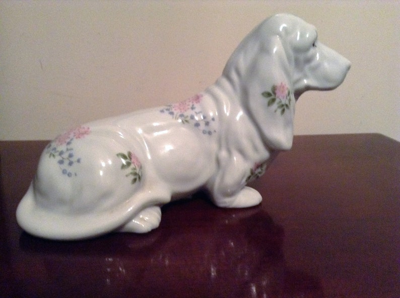 Bone China Dog Figurine Antique Floral Deco Pattern Designed ...