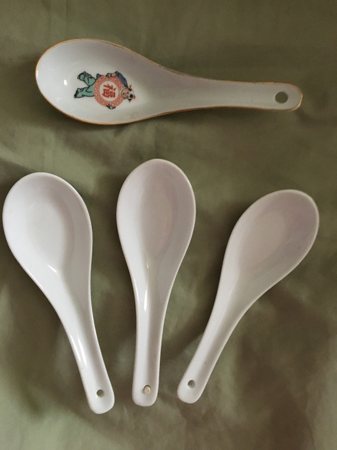 Oriental Spoons 4 Authentic White Oriental Styled Spoons - Etsy