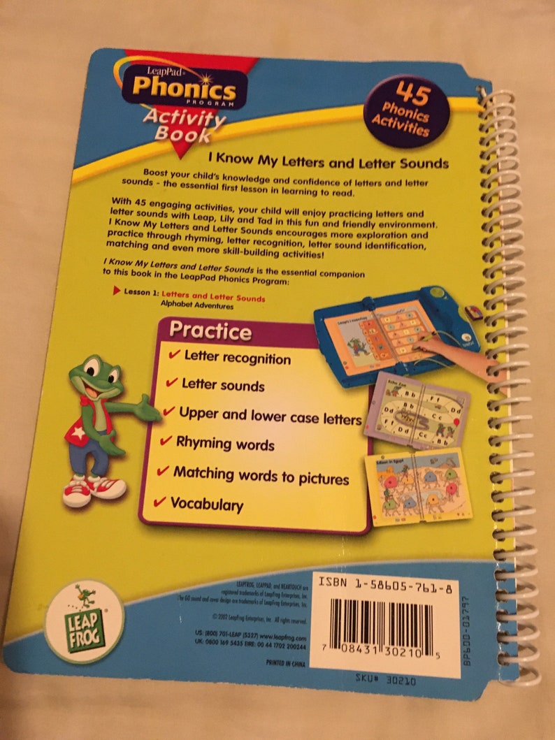 Leapfrog Leappad Phonics Program 45 Activities Book Letter Recognitions ...