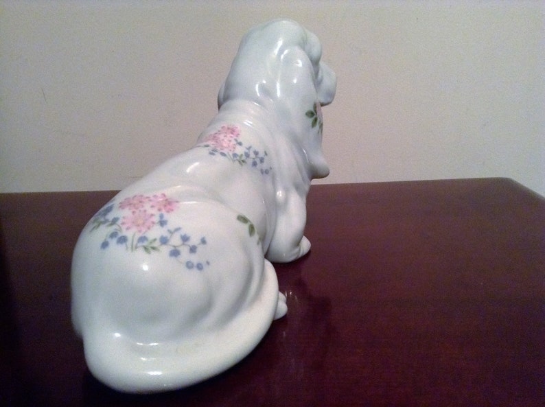 Bone China Dog Figurine Antique Floral Deco Pattern Designed ...