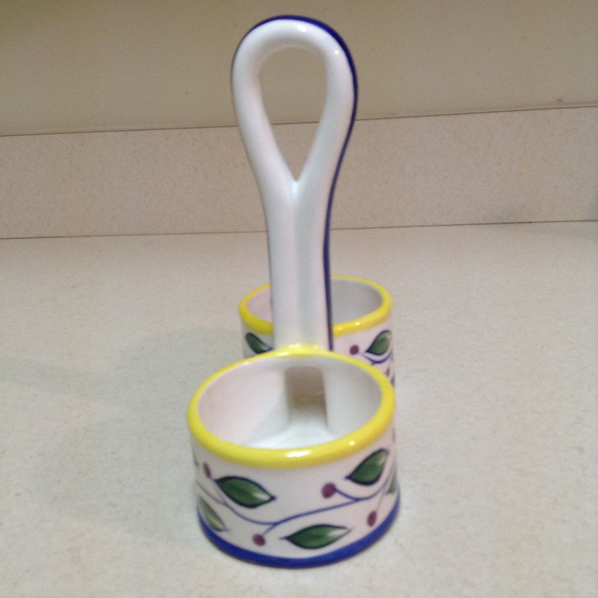 Cruet Condiment Caddy only With Handle Decorative Ceramic Double-sided ...