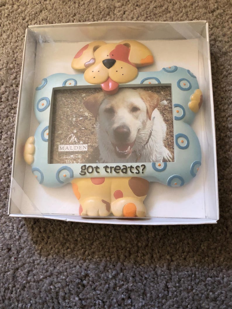 Dog Designed Photo Frame Colorful Ceramic 3.5 X 5 “got Treats” Dog ...