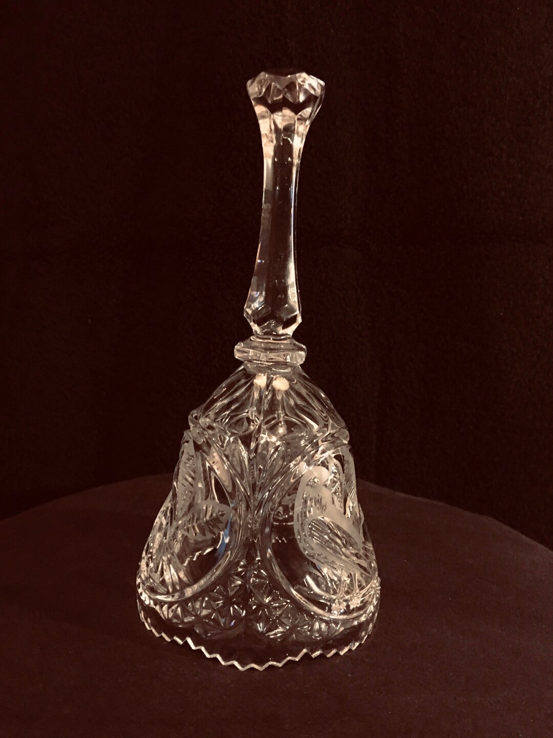 Dinner Bell EAPG Think Cut Glass Heavy Lead Crystal Sculptured Patterns ...