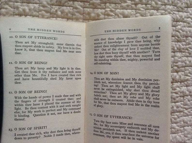 The Hidden Words of Baha'u' Llah Translated by Shoghi Effendi - Etsy