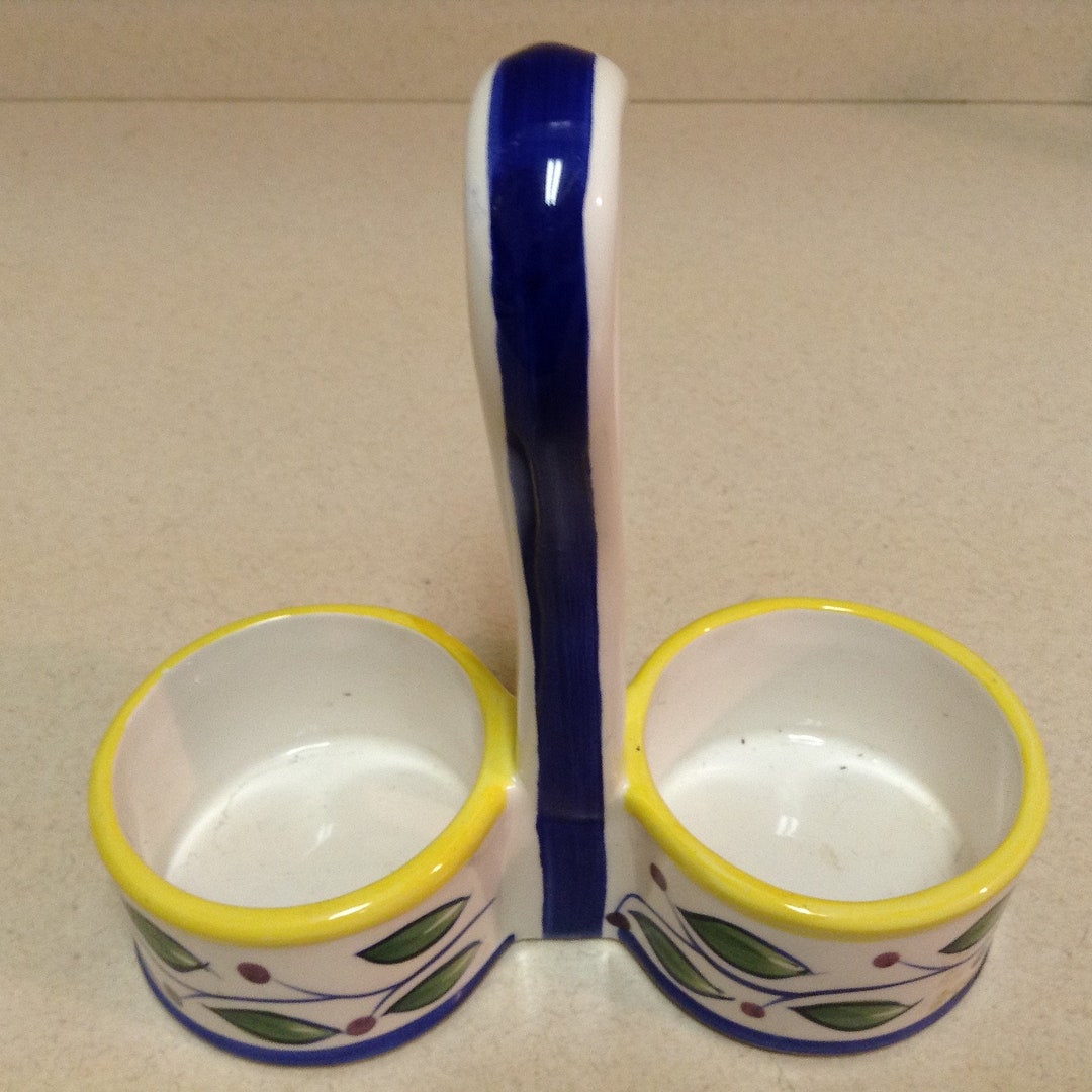 Cruet Condiment Caddy only With Handle Decorative Ceramic Double-sided ...