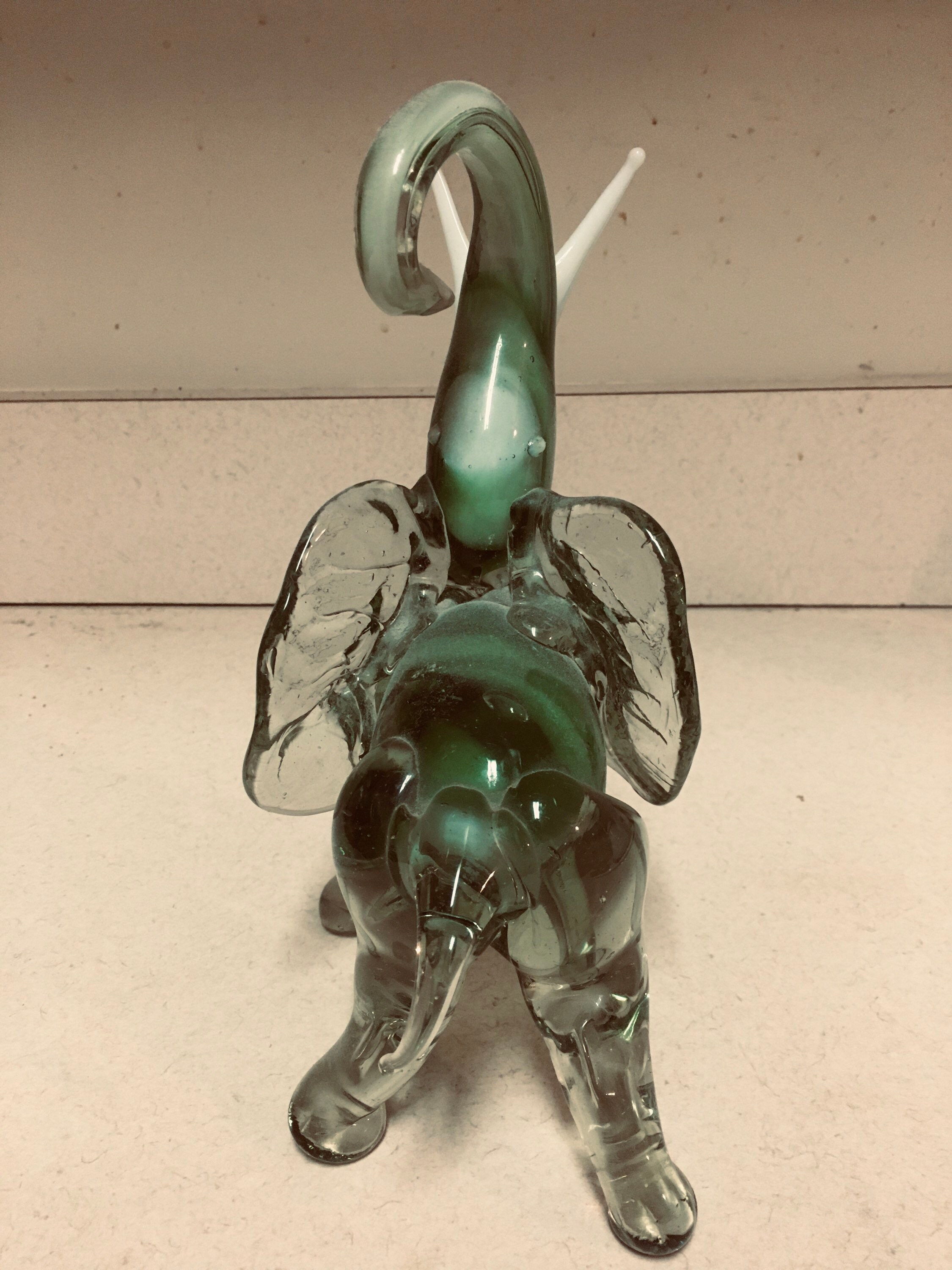 Green Glass Sculptured Elephant Blown Glass Figurine Collectible - Etsy