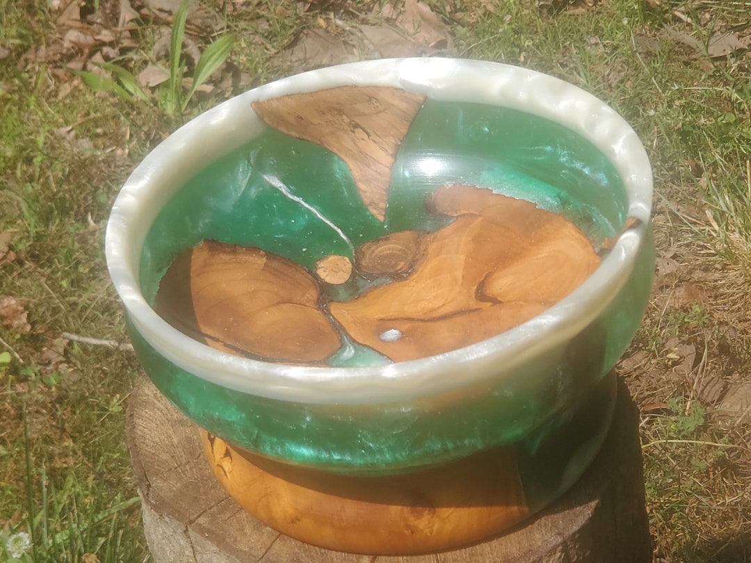 Aqua Grean and White Resin With Fir Root. - Etsy