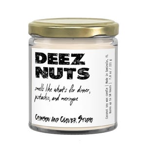 Deez Nuts Pistachio Meringue Funny Candle - Etsy