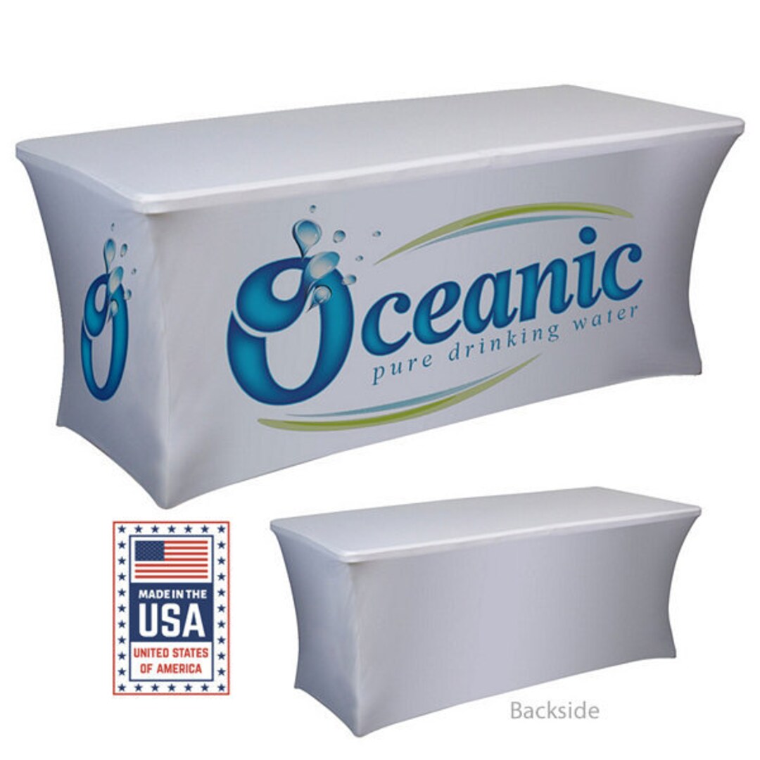 Logo Tablecloth, 8' Spandex Stretch Tablecloth for Trade Show, Fairs ...