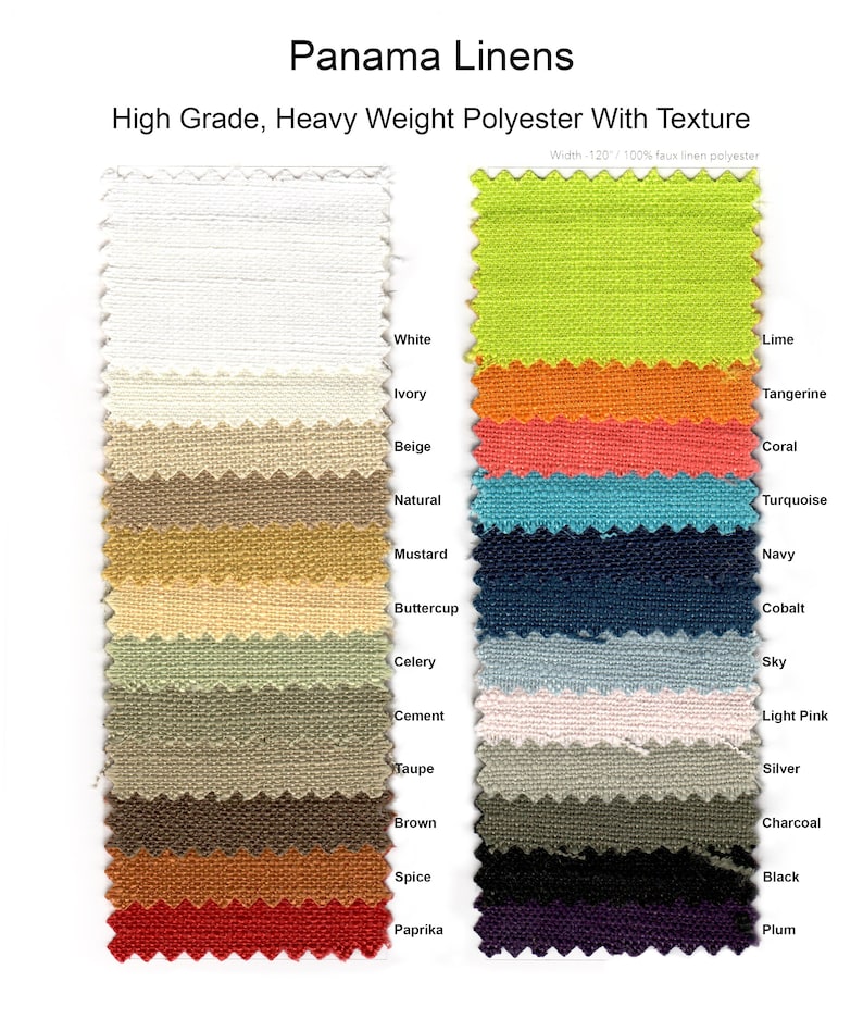 Panama Linen Tablecloth Color Samples - Top of the Line Fabric - Etsy