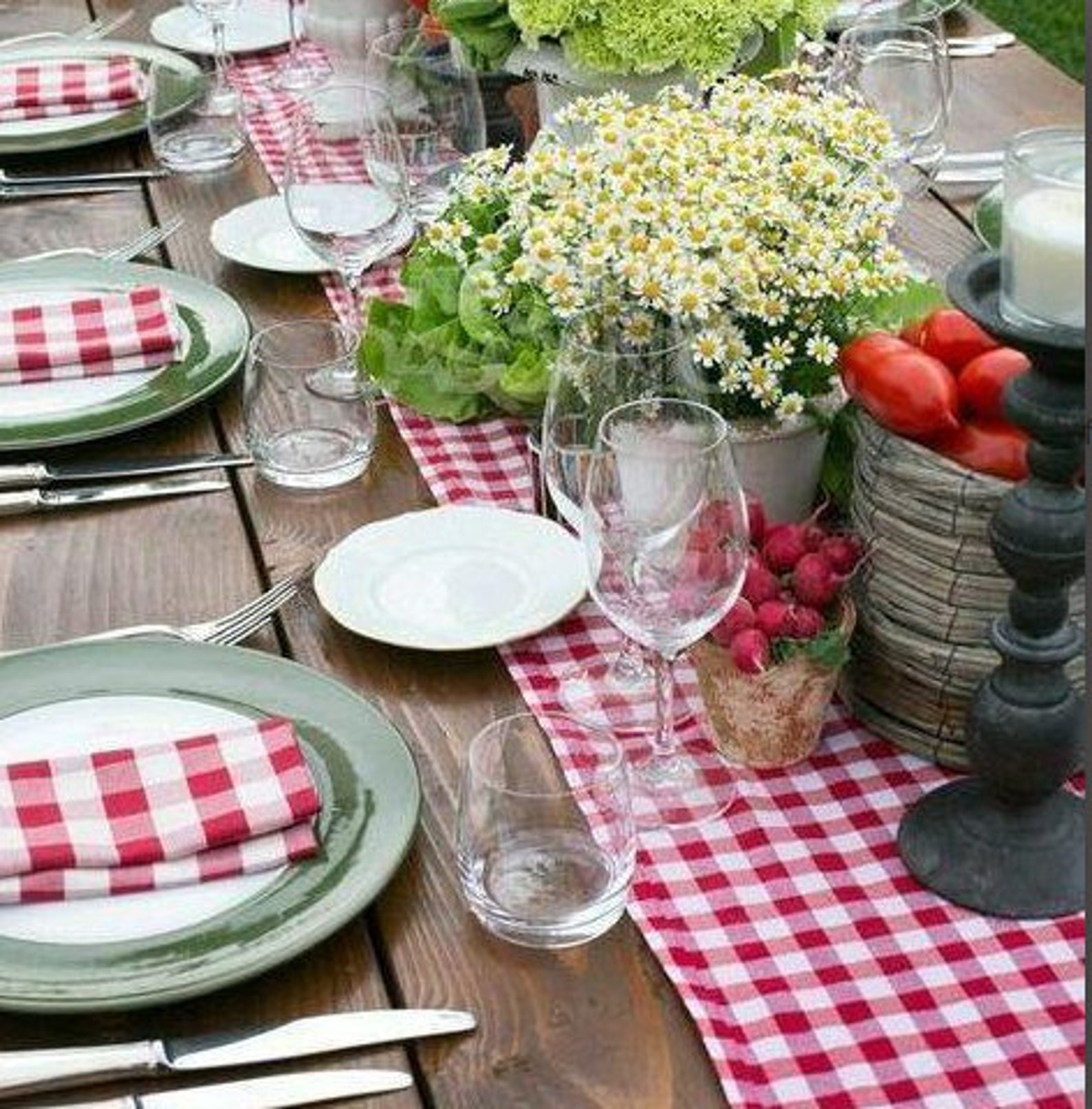 Gingham Table Runner Checkered Table Runner 13 X - Etsy