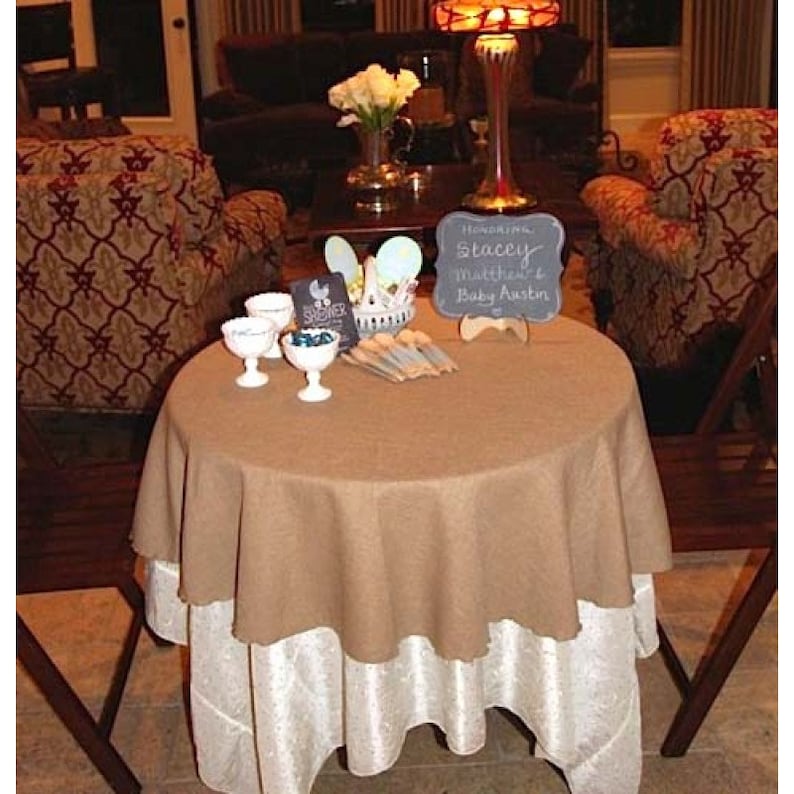 72 Round Burlap Tablecloth Natural or Cream White Burlap | Etsy