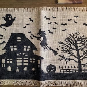 Halloween Table Runner, Halloween Placemats, Haunted Houses, Withchs ...
