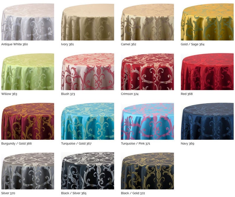 Chopin Damask Tablecloth Color Swatch Card With All 15 Colors - Etsy