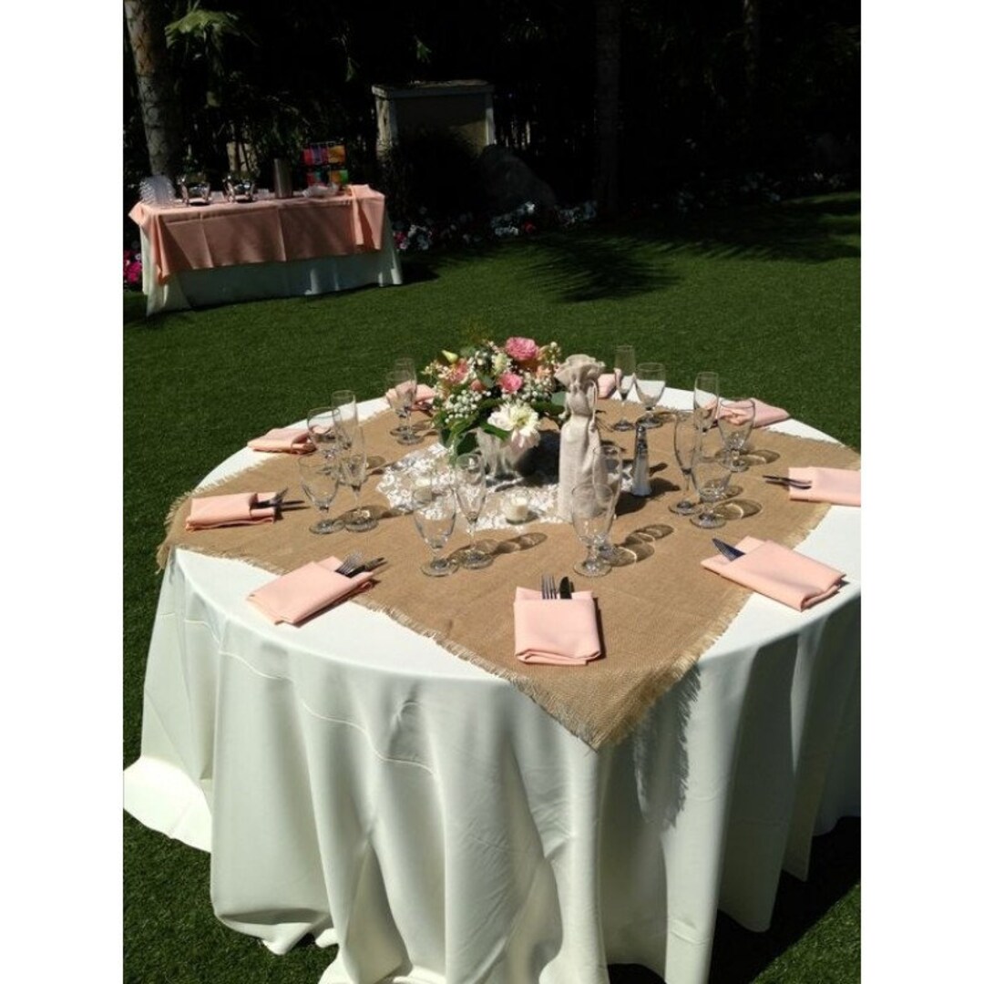 72 X 72 Square Burlap Tablecloth With Fringe - Etsy
