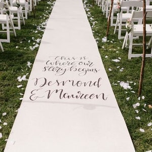 Burlap Aisle Runner With Names and Wedding Date or Any Text - Etsy