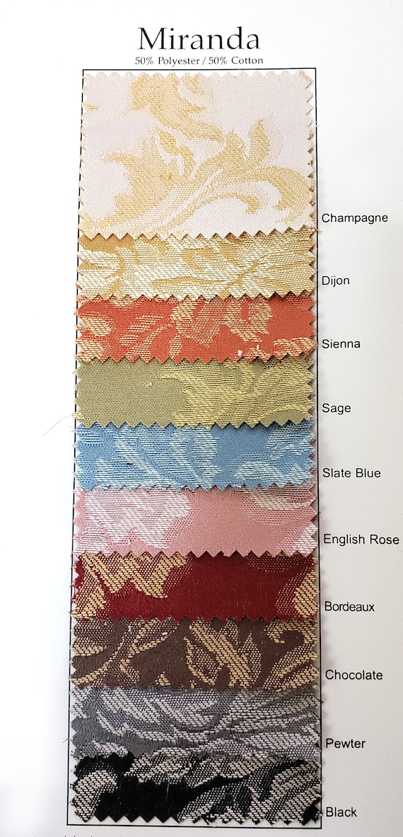 Miranda Damask Table Linen Swatch Card & Sample in All 10 | Etsy