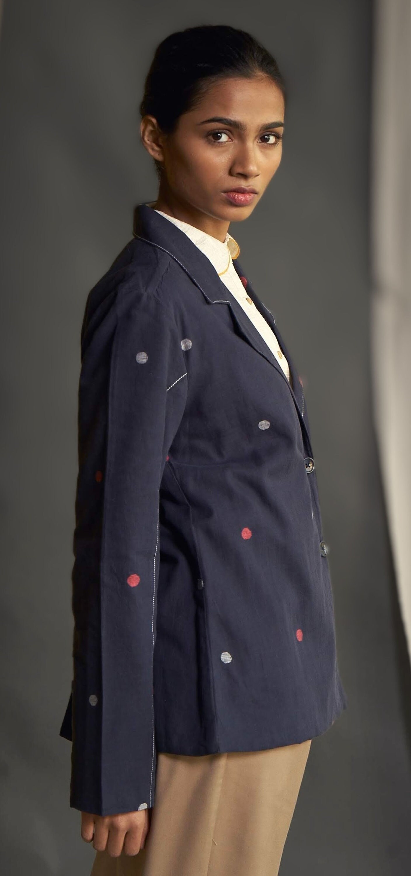 Jacket for Women Navy Lightweight Women's Coat in Polka Dot Print ...