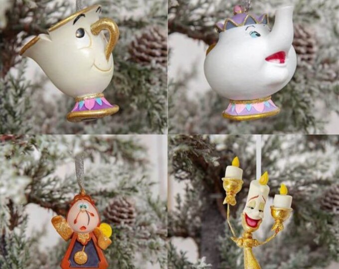 Disney Beauty and the Beast Christmas Tree Decorations Set of 4 - Etsy