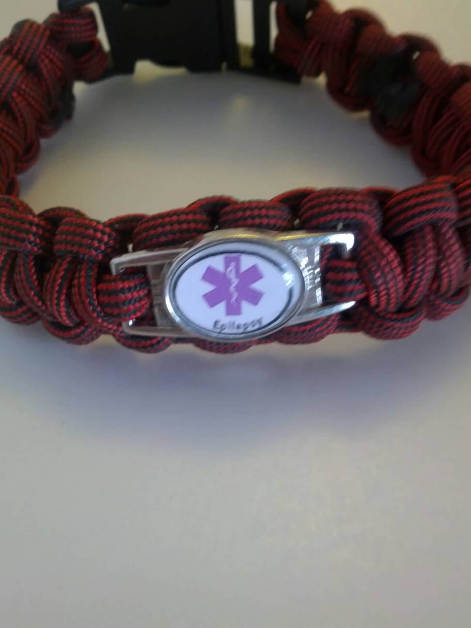 Epilepsy Medical Alert Bracelet, Paracord Bracelet, Purple or Custom ...