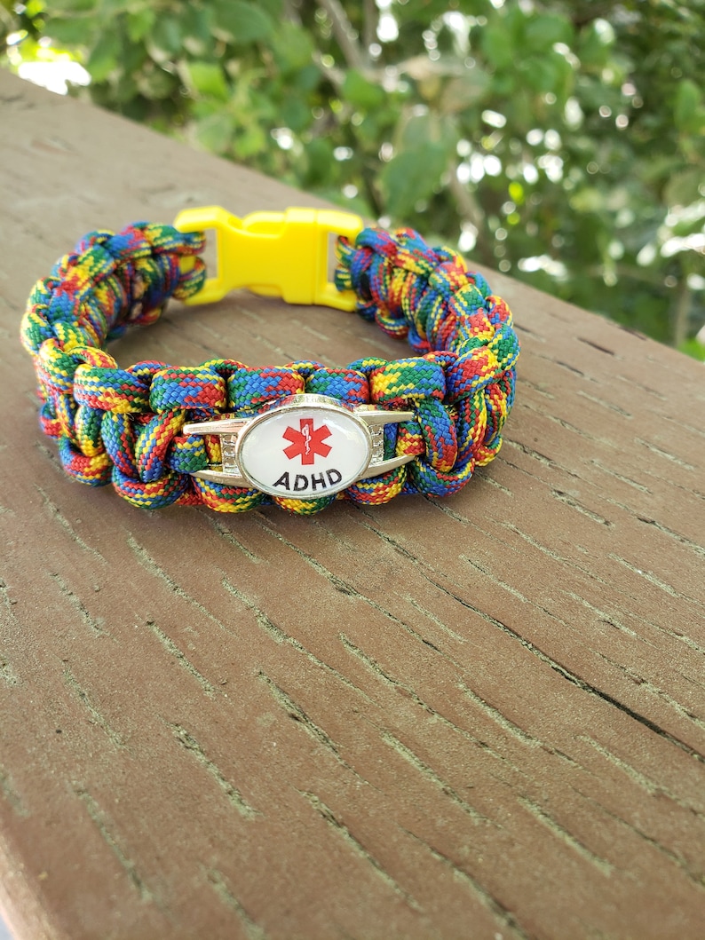 ADHD Medical Alert Bracelet: USA Paracord, Custom Colors - Etsy