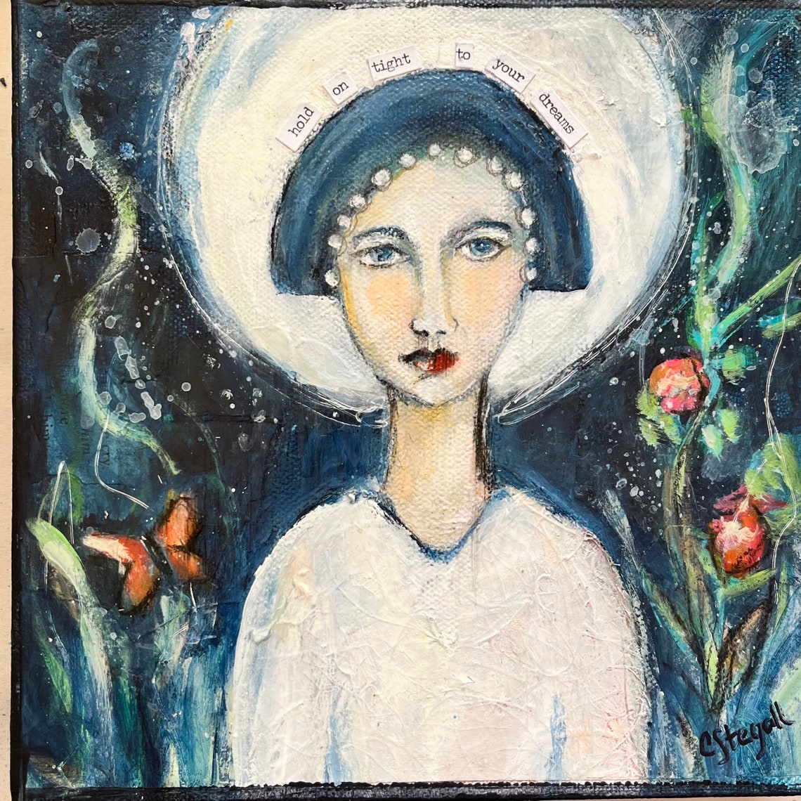 Portrait of Girl in the Moon Light. Title “moonlight Becomes Her”. 8x8 ...