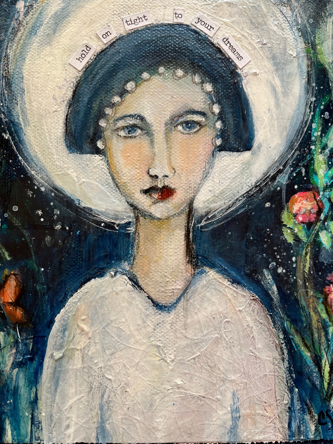 Portrait of Girl in the Moon Light. Title “moonlight Becomes Her”. 8x8 ...