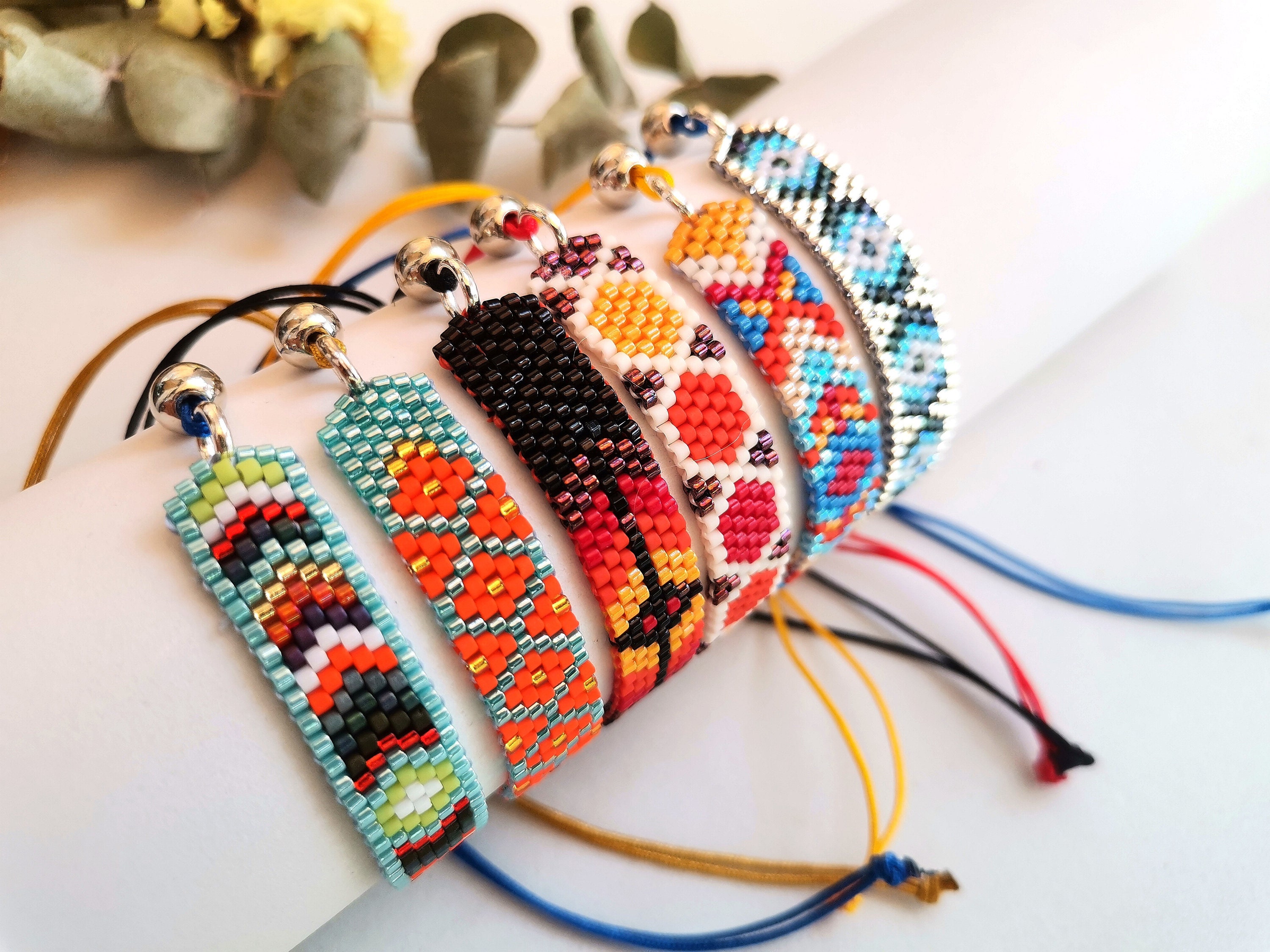 Pulseras Miyuki con cordón ajustable de nudo corredizo, Pulsera de la ...