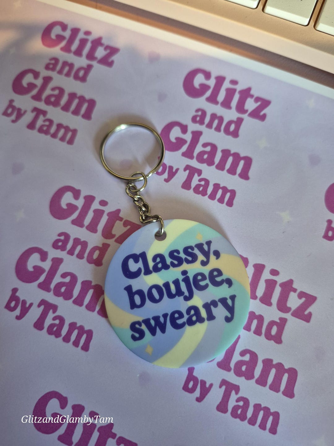 Sweary Keychain: Classy Boujee Pastel Swirl Acrylic Keyring - Etsy