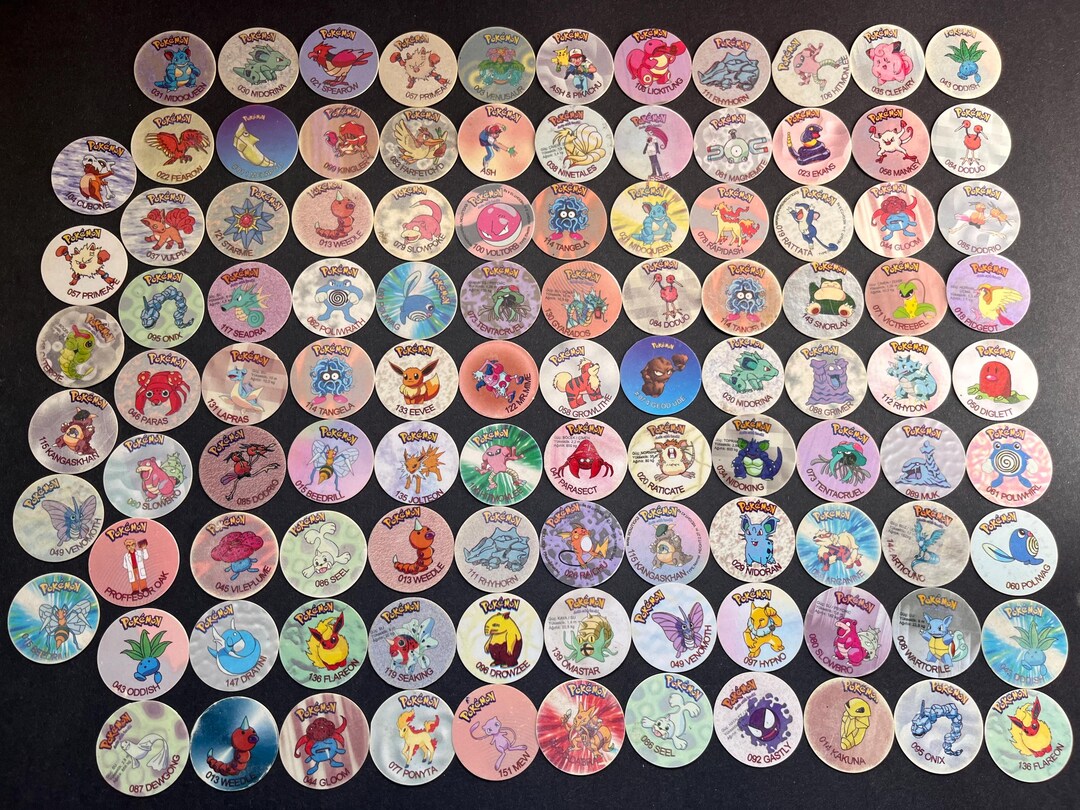 Pokemon Lot of 105 Pogs SUPER RARE! Battle Discs Tazos Milk Caps ...