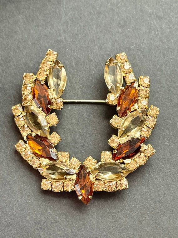 Vintage rhinestone horseshoe brooch - Gem