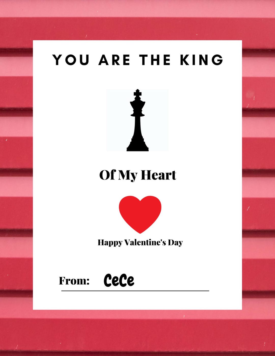 King of My Heart Chess Valentine, Kids Chess Valentine, Valentine's Day ...