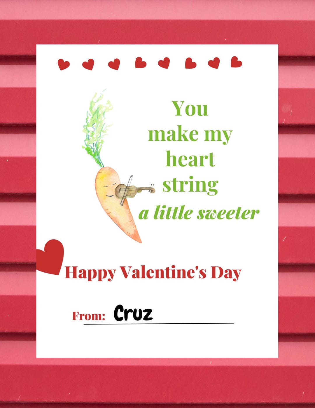 Printable Violin Valentine's Day Cards, Kids Musical Valentine, Kids ...