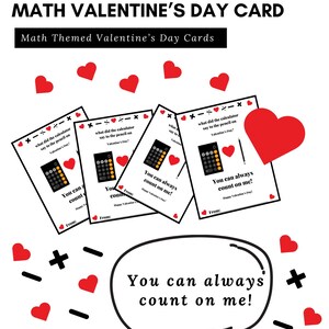 Printable Math Valentine's Day Cards, Kids Calculator Valentine Tags ...
