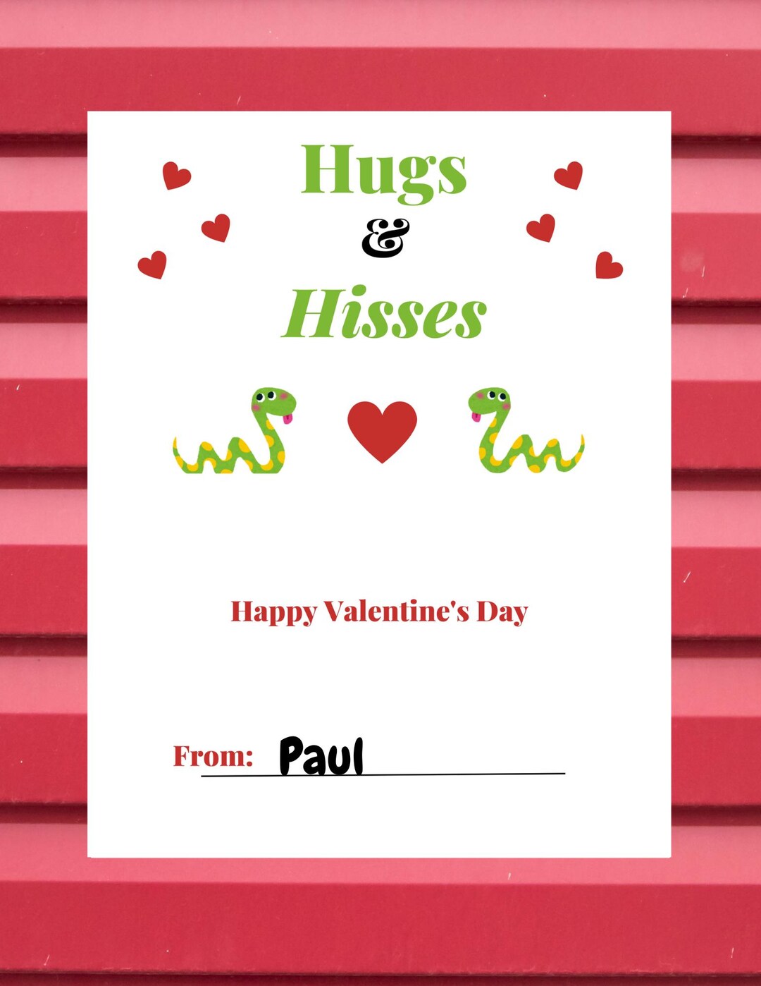 Printable Snake Valentine's Day Cards, Kids Reptile Valentine Tags ...