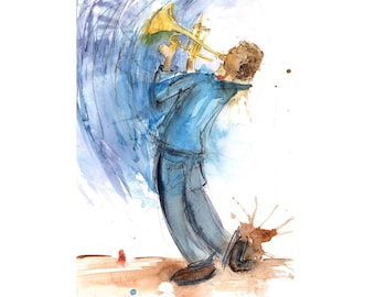 Printable Trumpet Card, Printable Greeting Card, Instant Download ...