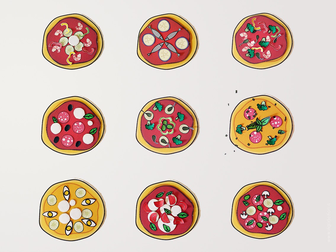 Let's Make Pizza, Set of Illustrations to Create Paper Pizzas, Fun and ...