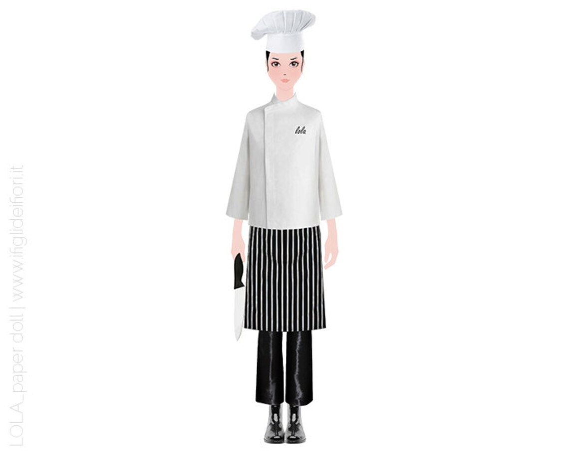 Lola's Outfit, Chef Lola, Paper Clothes for Lola Paper Doll, Dress up ...