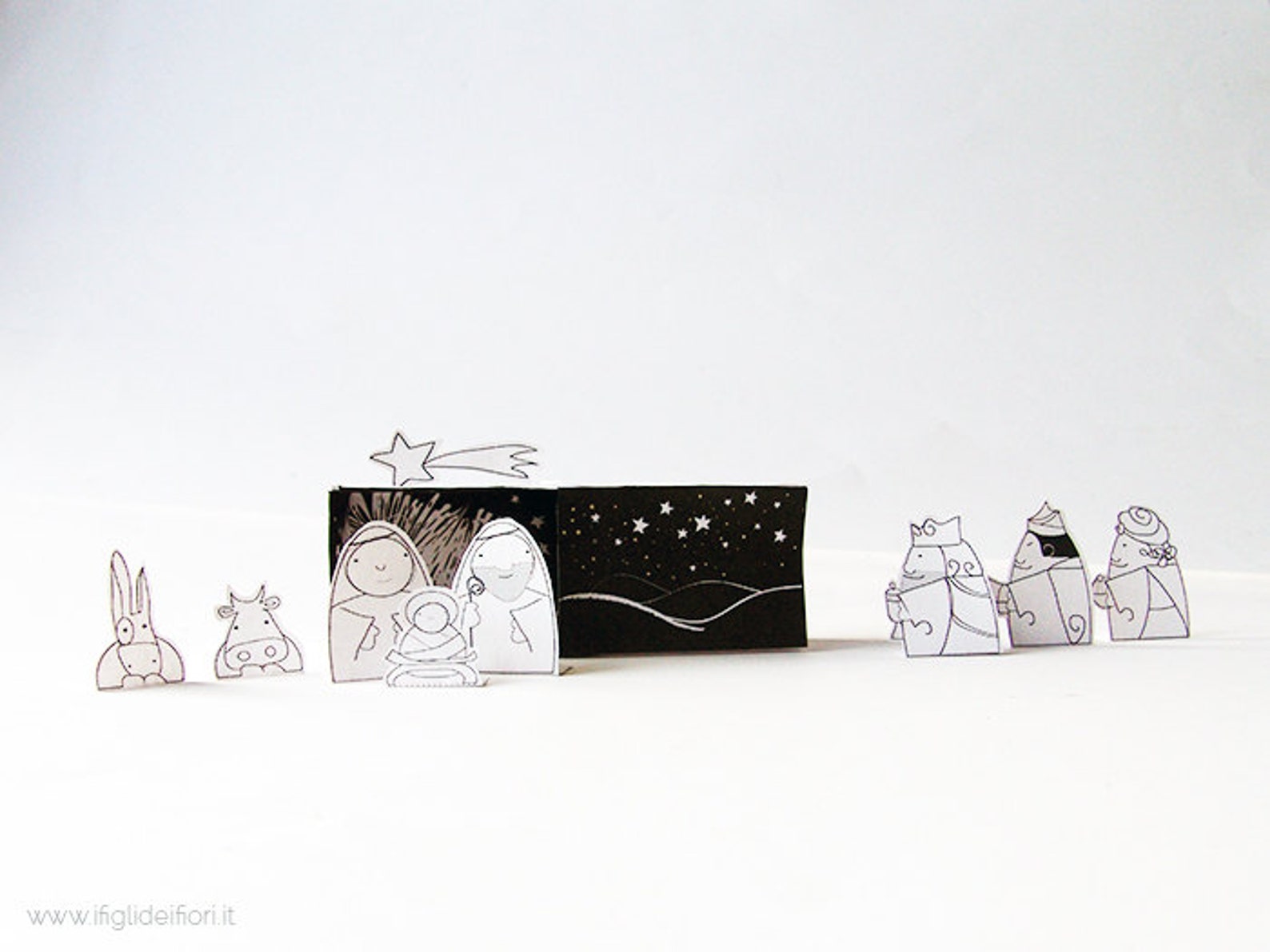 Piccolo presepe di carta da costruire, presepe tascabile, presepe fai ...