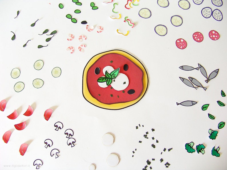 Let's Make Pizza, Set of Illustrations to Create Paper Pizzas, Fun and ...