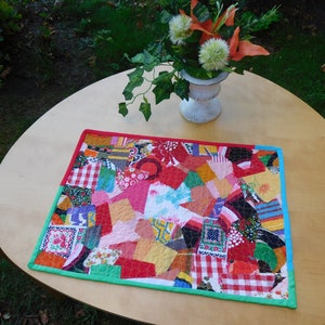 Tischset Patchwork Quilt , Platzset orange genäht , Esstisch Deko Alltag , Platzmatte Stoff ...