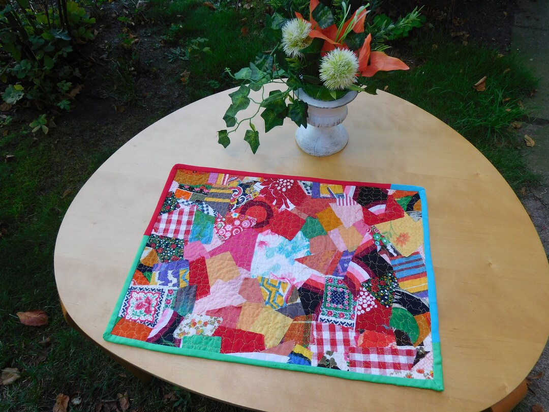 Placemat Patchwork Quilt , Placemat Orange Sewing, Placemat Fabric ...