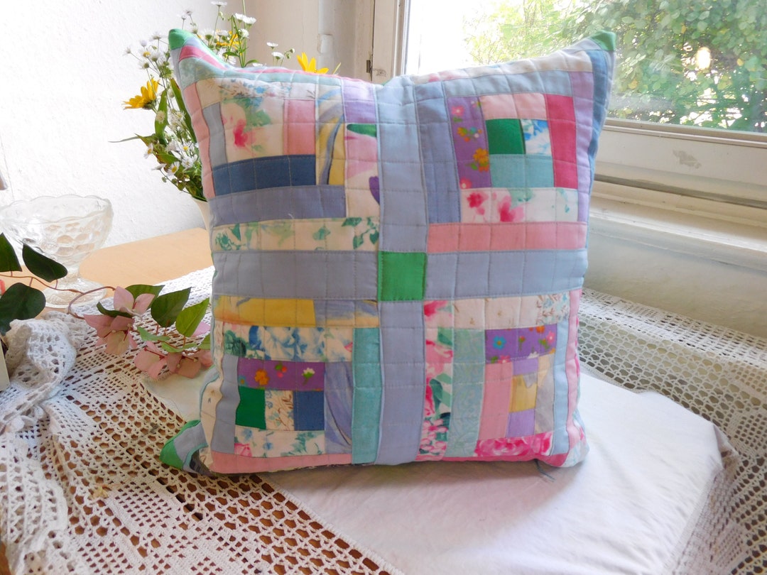 Handmade Light Blue Patchwork Pillow , Pillow Cover 45x45 Cm - Etsy