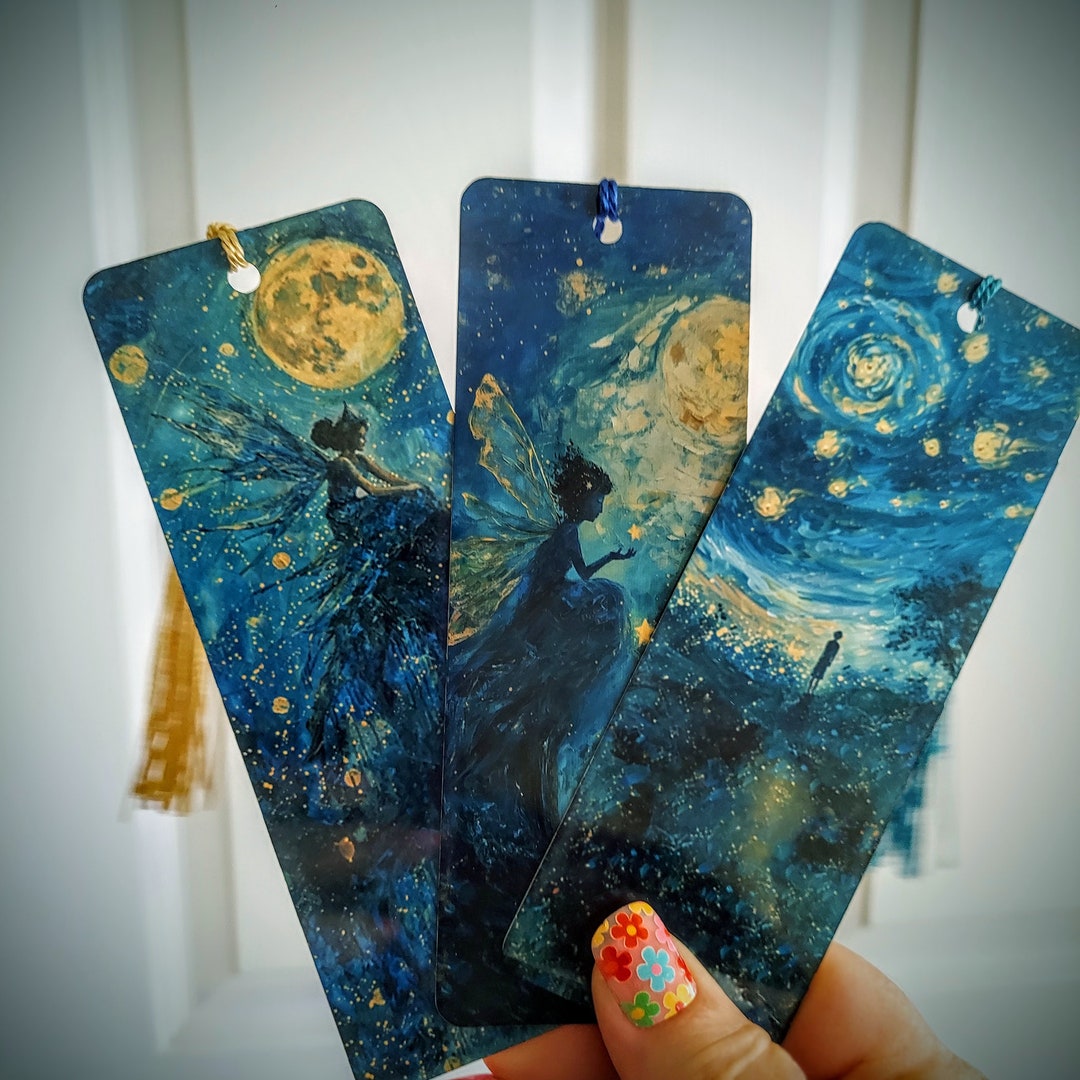 3 Metal Bookmarks With Tassels, Fairy Starry Night Van Gogh Bookmark ...