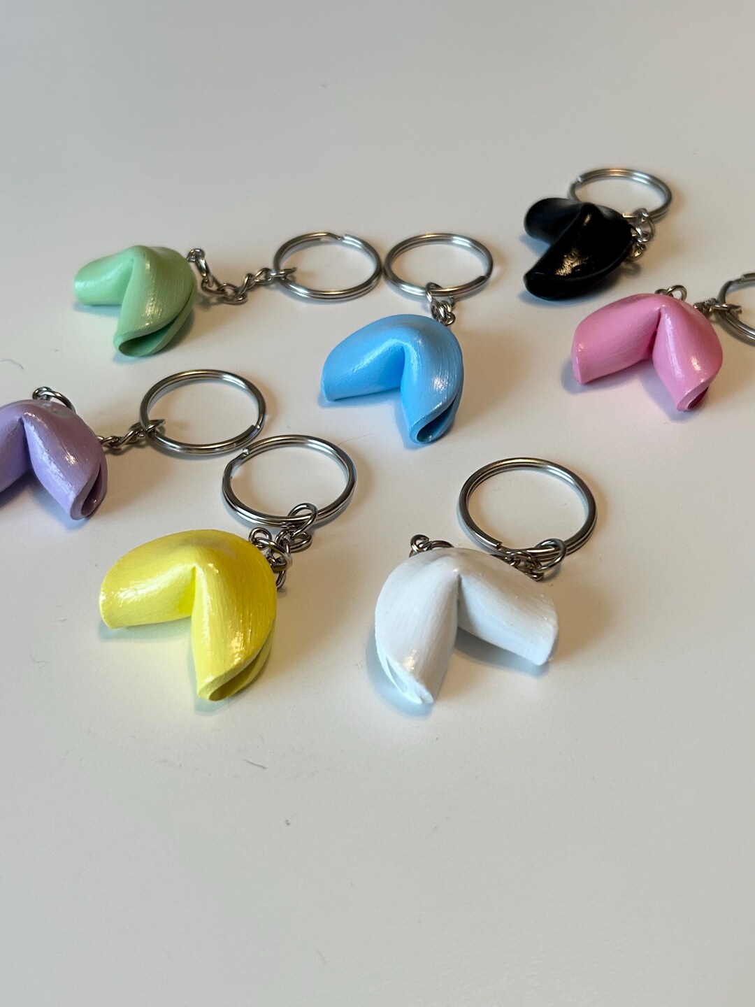 Handmade Fortune Cookie Keychain – Pastel Polymer Clay Charm, Kawaii ...